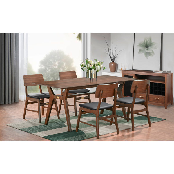 George Oliver Walnut Dining Table Set with Sideboard, 6 Piece | Wayfair